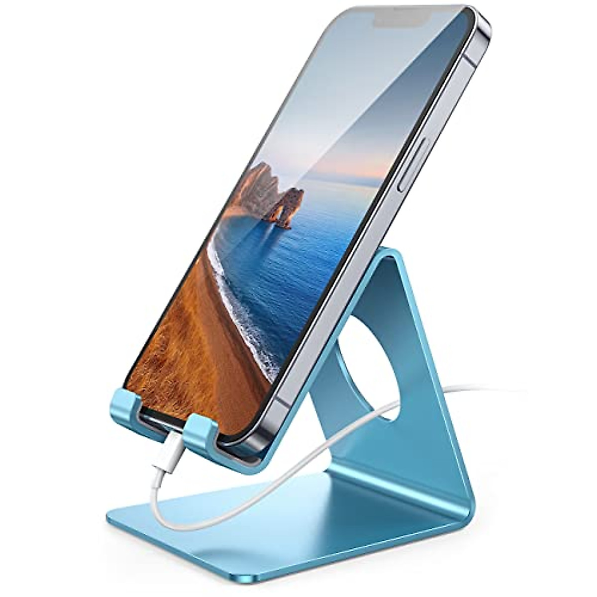 Lamicall Cell Phone Stand, Desk Phone Holder Cradle, Compatible for Phone 13 12 Mini 11 Pro Xs Max XR X 8 7 6 Plus SE, Smartphones Dock, Office Desktop Accessories - Blue