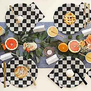60Pcs Black and White Checkered Race Car Party Supplies,Racing Themed Tableware Set 7"Racing Dessert Paper Plates and Napkins,Fork for Kids Car Sports Race car Themed Birthday Party Decor (Car Set)