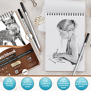 Bellofy 3X Sketch Books, 100 Sheets Each, 9x12 Inches | Perfect for Kids, Beginners & Artists | Drawing Paper for Graphite, Charcoal & More | Great Gift Idea