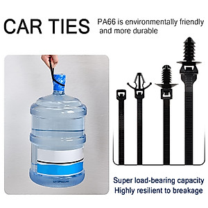 120PCS Strong Bite Force & Tensile Resistance Black Zip Ties - Nylon Self Locking UV Resistant Cable Tie Mount for Indoor and Outdoor - 4 Universal Sizes Cable Management Clips