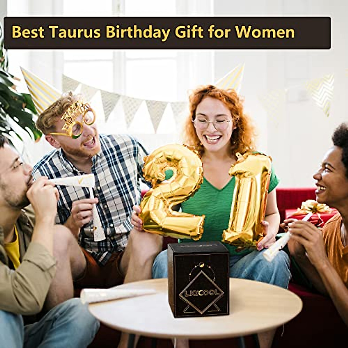 LiqCool Taurus Gifts for Women, Taurus Zodiac Gifts, Taurus Coffee Mug, Astrology Gifts for Men, Constellation Mug, Taurus Birthday Gift for Women, Stainless Steel Cup with Lid Handle (12oz, Black)