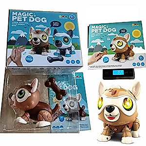 LANGYA DIY Robot Dog Toy, Electronics Pet Dog Interactive Smart Puppy Responds to Bark Run Eat Sleep Snore Yawn with Bone for Kids 2,3,4,5,6,7,8,9,10 Year Olds and Up, Ideal for Kid