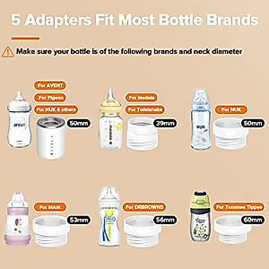 Bottle Warmer, Baby Bottle Warmer with 5 Adapters, Portable Bottle Warmer Rechargeable with Precise Temperature Selection & Beep Prompt, Travel Bottle Warmer for Breastmilk & Babys Brew