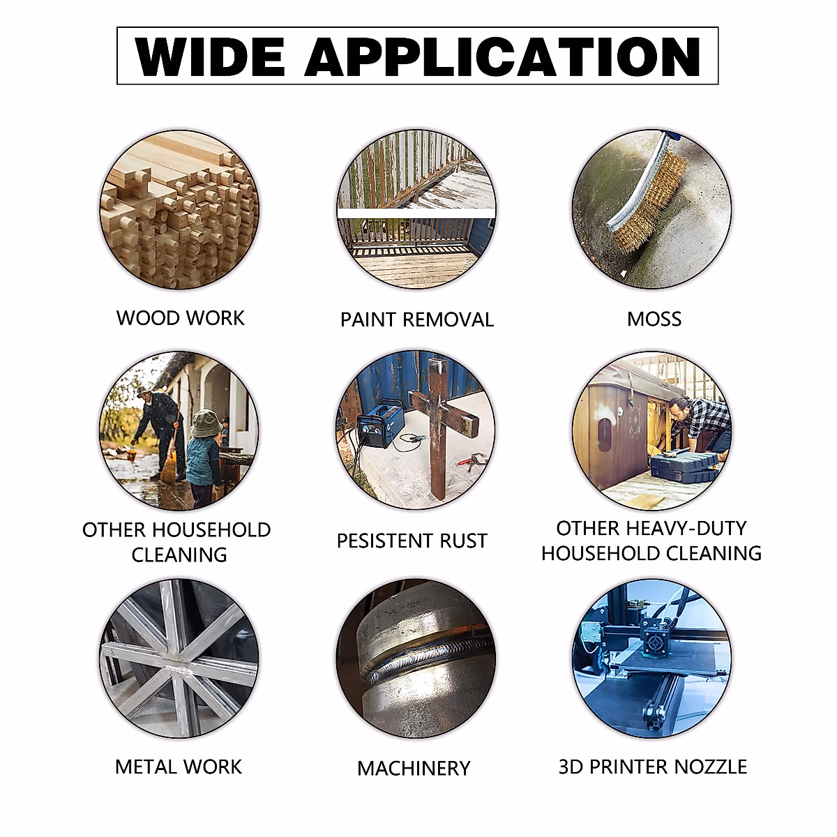 SALI Wire Brushes for Cleaning Rust Removal Heavy Duty Steel Brush Tool 11" Long Handle with Plastic Handle,for Automotive,Grill,Paint , Welding Slag&Household，More and Thicker Bristles Pack of 2