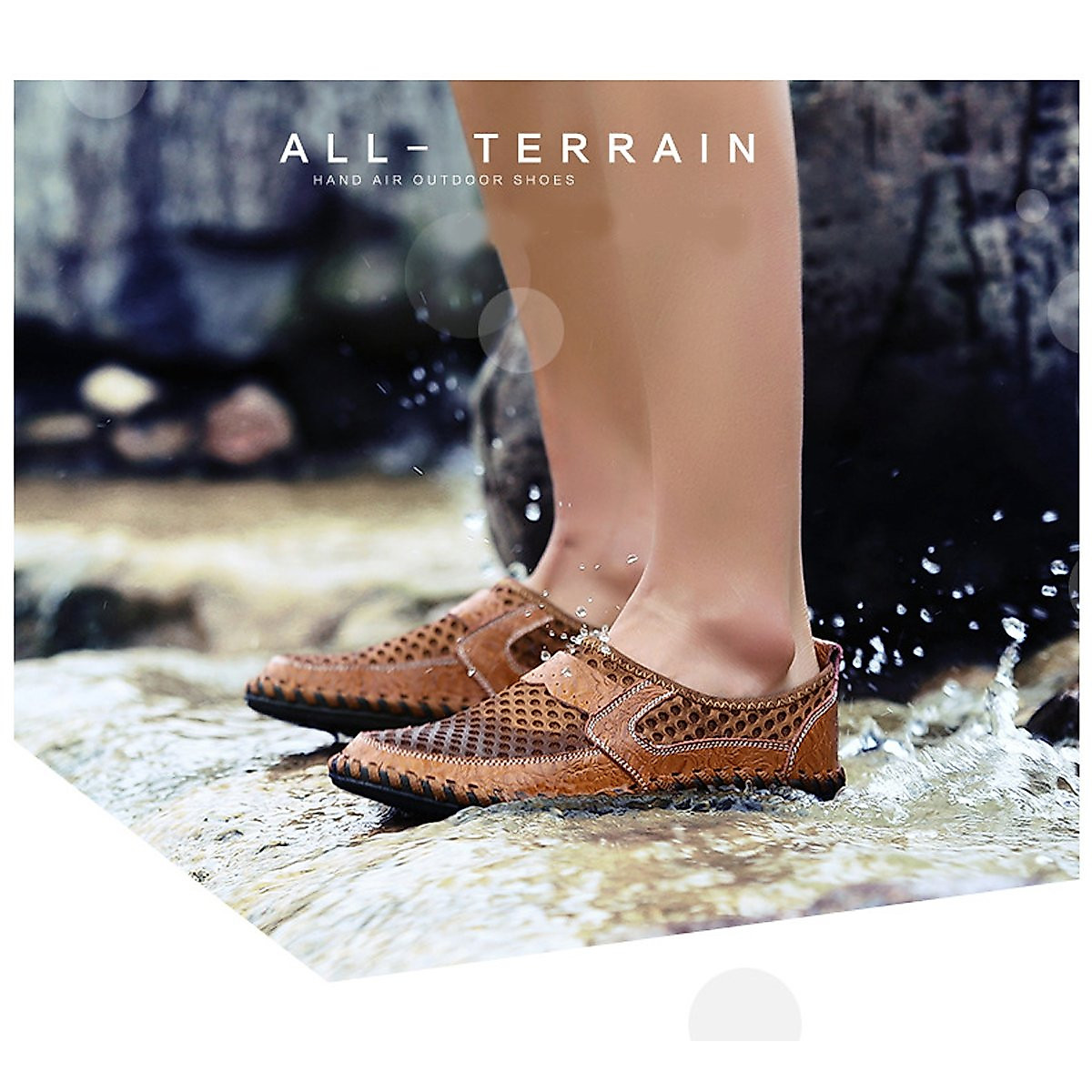 TASOGEN Summer Men's Mesh Breathable Walking Loafers,Outdoor Lightweight Slip-on, Mesh Casual Shoes,Stitching Honeycomb Hiking Shoes Durable Soft Leather-Brown 41