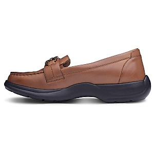Dr. Comfort Mallory Diabetic Dress Shoes-Easy Off Leather Slip On Diabetic Shoes for Women with Micro-Suede Lining, Brown - 9 Extra Wide (E/EE)