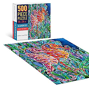 Americanflat 500 Piece Jigsaw Puzzle, 18x24 Inches, Seahorses Art by Eve Izzett