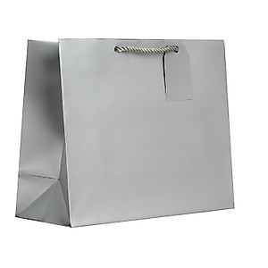 Jillson Roberts 6-Count Large 12.5" x 10" x 5" Gift Bags Available in 12 Solid Colors, Silver Matte