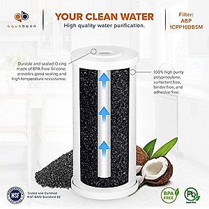 Aquaboon 10" x 4.5" 2 Pack Whole House Water Filter Cartridge 5 Micron - Sediment and Carbon Water Filter Cartridge Replacement Сompatible with GE FXHTC, GXWH35F, GXWH30C, GXWH40L, WHKF-GD25BB