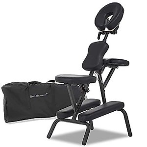 Massage Chair Portable Massage Chairs Tattoo Folding Chairs High-Density Sponge Height Adjustable Face Cradle Light Weight Travel Spa Seat W/Carring Bag (Black)