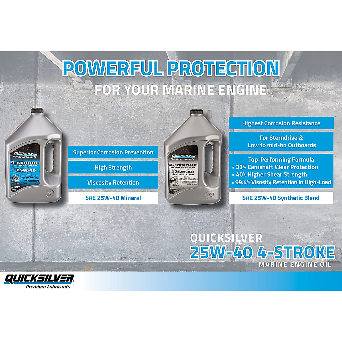 Quicksilver by Mercury Marine 25W-40 Synthetic Marine Engine Oil, 1 Qt.