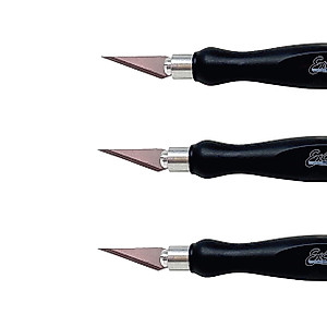 Excel Blades Fit Grip Knife. Ultra Sharp Knife with Carbon Steel Angled Edge Blade & Contoured Rubberized Grip, Made in the USA, Light Duty Cutting Tool for Precision Cutting & Trimming, Black, 3 Pack