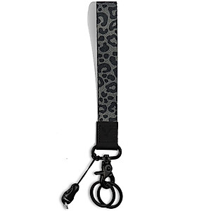 Yiflin Cute Wrist Lanyard for Keys, Keychain, Wallet, Id Holder, Cell Phone, Wristlet Lanyard Key Chain Holder（Black Leopard）