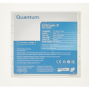 Quantum Ultrium LTO 9 Data Cartridge 18TB Native / 45TB 2.5:1 Compression, Black (MR-L9MQN-01)