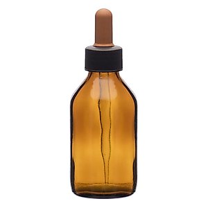 EISCO Dropping Bottle, 100ml (3.3oz) - Amber Soda Glass - Screw Cap with Amber Glass Dropper & Rubber Bulb