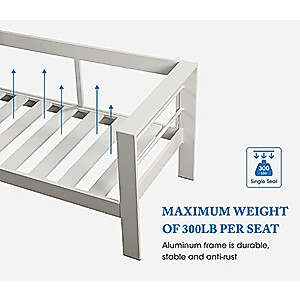 Solaste Aluminum Outdoor Patio Furniture Set, Metal Outside Patio Furniture Conversation Sets with Nesting Coffee Table, Outdoor Seating Set with 5” Olefin Cushions for Backyard Deck Lawn, White