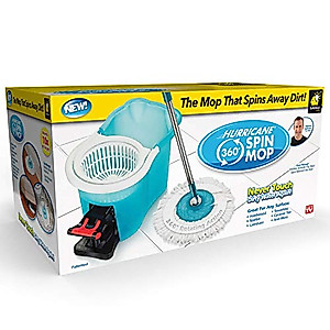 Hurricane Spin Mop As Seen On TV Mop & Bucket Cleaning System by BulbHead, Spin Away Germy, Dirty Water - Super-Absorbent Microfiber Mop Head Holds 10X Weight, Reaches Anywhere - Pole Lays Flat