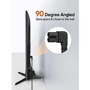 CableCreation 10 Feet 18 AWG Angled 2-Slot Non-Polarized Angle Power Cord for Samsung TV LG TCL Replacement (IEC320 C7 to Nema 1-15P), 3M