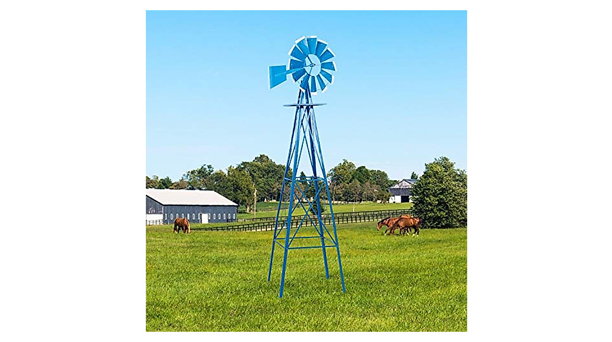 Patiomore 8FT Blue Windmill Weather Vane for Garden & Yard