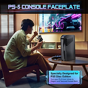 Faceplate for PS5 Disc Edition with Cooling Vent, PS 5 Console Cover Plates Faceplate, Replacement Console Cover, Anti-Scratch Dustproof ABS Replacement Protective Case for PS 5 Console (Black)