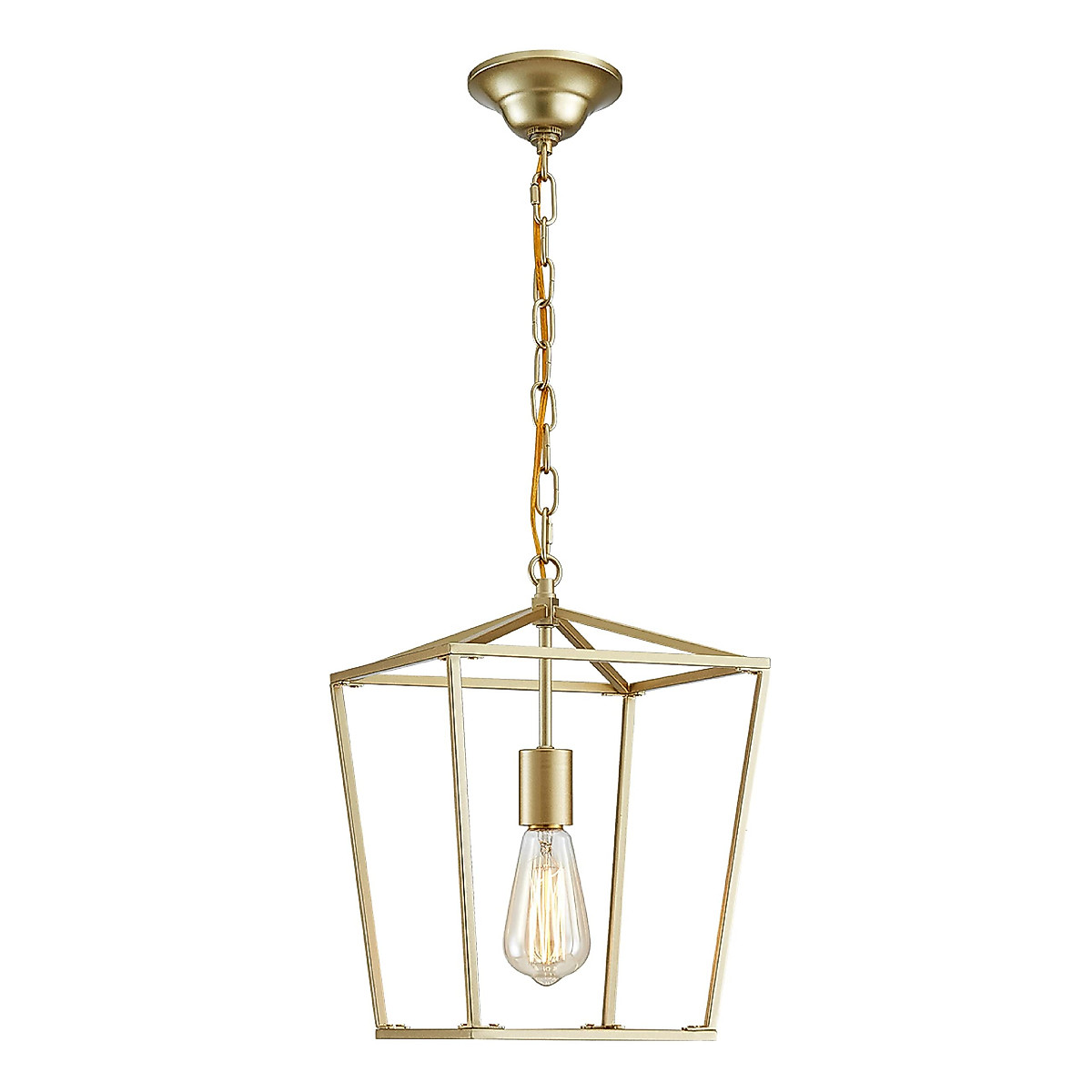 ANJIADENGSHI Lantern Pendant Light Lantern Iron Cage 1 E26 Bulbs Gold Chandelier for Dining Room Kitchen(Bulbs Not Included)
