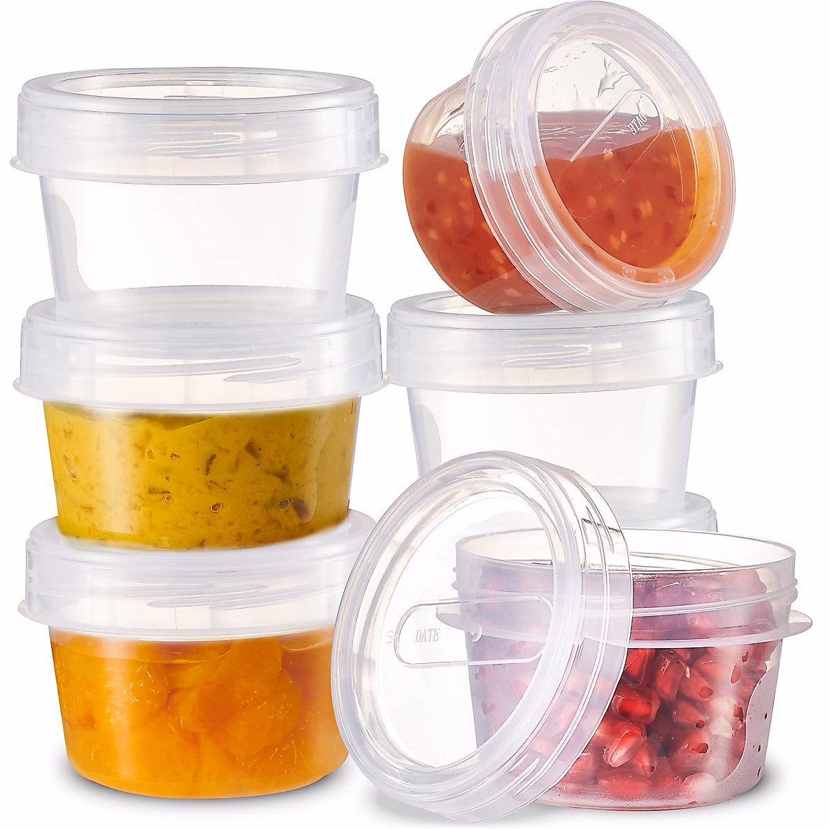 PLASTICPRO 12 Pack Twist Cap Food Storage Containers with Clear Screw on Lid- 4 oz Reusable Meal Prep Containers - Small Freezer Containers Microwave Safe Clear Plastic Food Storage