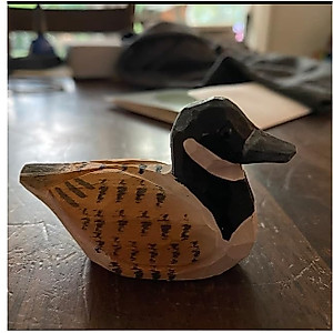 Selsela Canada Goose Figurine Decoration Handmade Wooden Statue Duck Art Decoy Carved Bird Geese Branta Small Animal Collectible