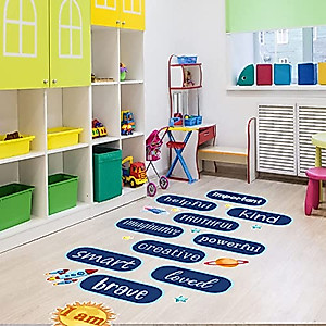 Inspirational Quotes Floor Decals Motivational Game Stickers Positive Saying Wall Decals Peel and Stick Wallpaper for Classroom School Kindergarten Kids Bedroom Nursery Floor Wall Décor