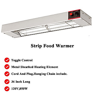 36 Inch Food Heat Lamp Commercial Food Light Hanging Strip Warmer 850 Watts with Chain and Us Plug,110v (36")