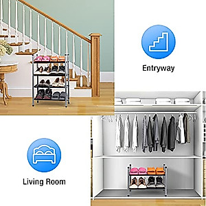 BESIMLI 2-Tier Expandable Shoe Rack Stackable Shoe Organizer Adjustable Metal Iron Shoe Shelf, Free Standing Storage for Closet Entryway Doorway Bedroom Footwear
