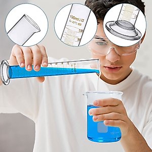 Glass Flask Erlenmeyer Flask Set Narrow Mouth 2000ml Thick Glass Graduated Measuring Cylinder Set 5ml 10ml 50ml 100ml Glass Measuring Beaker Set 50ml 100ml 250ml