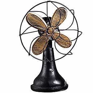 DECHOUS Table Fan Figurine Vintage Table Fan Model Retro Desktop Fan Ornament Statue Old Fashion Sculptures for Bar Shop Home Bedroom Cafe Classic Gifts