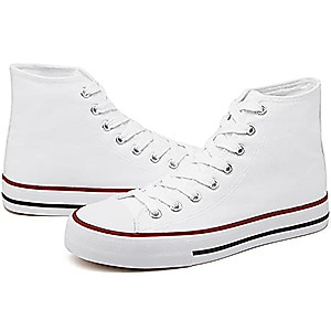 Adokoo Women's High Top Canvas Sneaker Shoes Classic Fashion Lace ups Sneakers (US8,White)