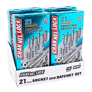 Channellock 34212 1/4" Drive Metric Socket set, 21 Piece