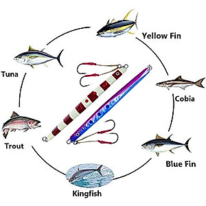 Speed Knife Jigs 300g 10oz Pink/Blue w/Crimson Red Zebra Glow 3 Pieces