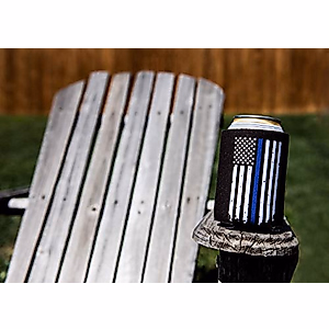 Police Officer Gifts for Men - Thin Blue Line Beverage Can Cooler Sleeves - Law Enforcement Blue Lives Matter Insulated Beer Holder with Blue Stripe American Flag - Police Department Ideas, 6-Pack