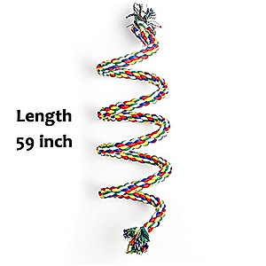 Littledropet Sugar Glider Toys for Climbing and Chewing, Squirrel Hanging Cotton Rope Toy for Rat Hamster,Bird Parrot Perch Swing Toy Cage Accessory 59inch (Length-59inch, Multi-Colored)