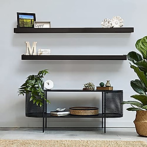 InPlace Invisible Brackets Shelf with Edge - MDF Floating Shelves for Wall with EZ Anchors Included - Easy to Install Shelf for Office, Bathroom & Living Room - 8.5"D x 60"W x 2.75"H, Black, 9603017E
