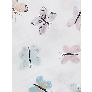 lulujo Baby Security Lovey Blankets| Unisex Softest Breathable Cotton Muslin Security Blanket with Silky Satin Trim| 16in by 16 in| Butterfly, 2 Count
