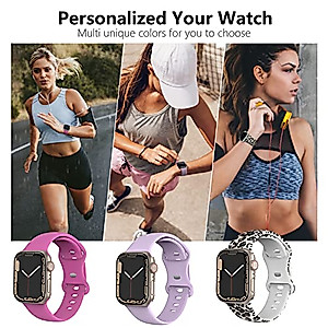 BMBMPT Compatible with Apple Watch Band 40mm 38mm 41mm Soft Silicone Sport Strap Replacement Wristbands for iphone iWatch Series 7 6 5 4 3 2 1 SE for Women Men 6 Pack leopard cheetah