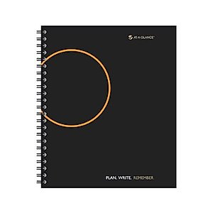 AT-A-GLANCE Planning Notebook Lined with Calendar, 12-Months from Jan-Dec, 9-1/4 x 11 Inches, Black (AAG70620905)