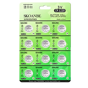 SKOANBE 12PCS 1220 3V Lithium Button Coin Cell CR1220 Battery