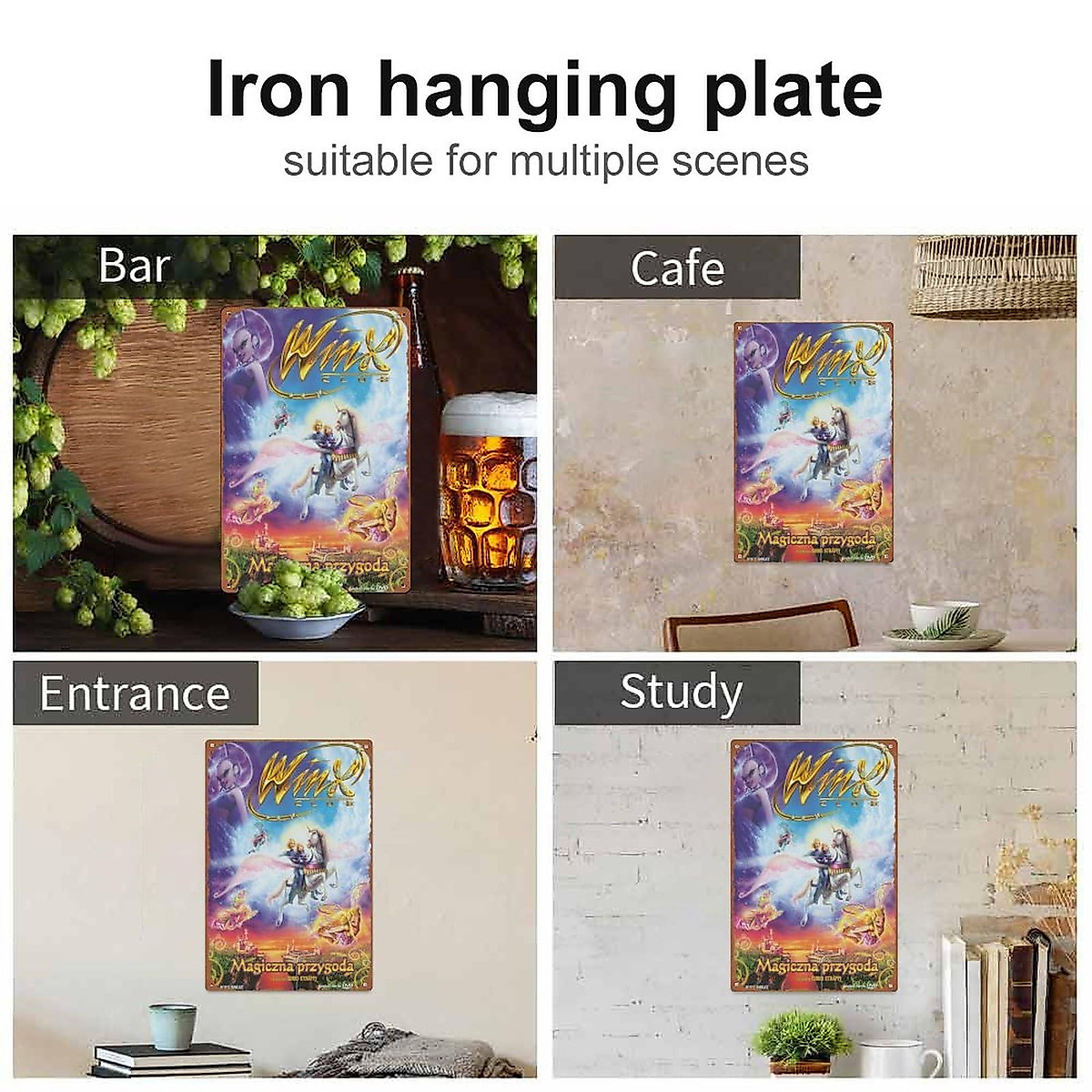 Winx Club 3D: Magical Adventure Men's Wall Decoration Old Car Shop Movie Poster Oil and Gas Station Logo 8 × 12 inches