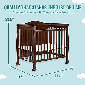 Dream On Me Addison Full Panel 4-in-1 Convertible Mini Crib in Espresso, JPMA Certified Baby Crib, Non-Toxic Finish, New Zealand Pinewood, Low to Floor Design