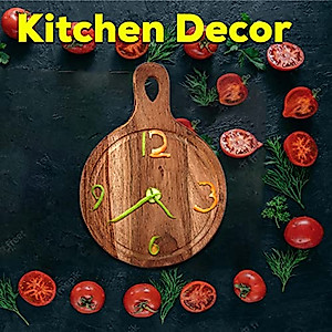 Wood Pizza Peel Round Cutting Board for Kitchen Cheese Paddle Board Bread &Crackers Platter for Serving & Minor Food Prepare with Handle & Side Grooving (12 Inches)