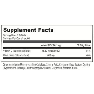 BariatricPal Easy Swallow Calcium Citrate (600mg) and D3 Coated Tablets (30-Day Supply)