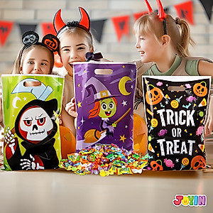 JOYIN 72 Pcs Halloween Candy Bags, Trick or Treating Goodie Bags in 6 Halloween Character Themed Designs for Kids Halloween Party Favor, Plastic Snacks Stuffers Bag for Party Supplies