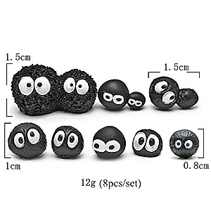 Kimkoala Fairy Garden Decoration Crafts, 8Pcs Mini Cute Resin Soot Figures Black Briquettes Figurines for Fairy Garden Decoration Supplies Miniature Micro Gnome Terrarium Ornament