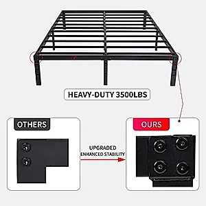 AMSEJOPS California King Bed Frames, 18 Inches Heavy Duty Metal Platform Bedframe with Steel Slat Support, No Box Spring Needed, Noise-Free, Easy Assembly