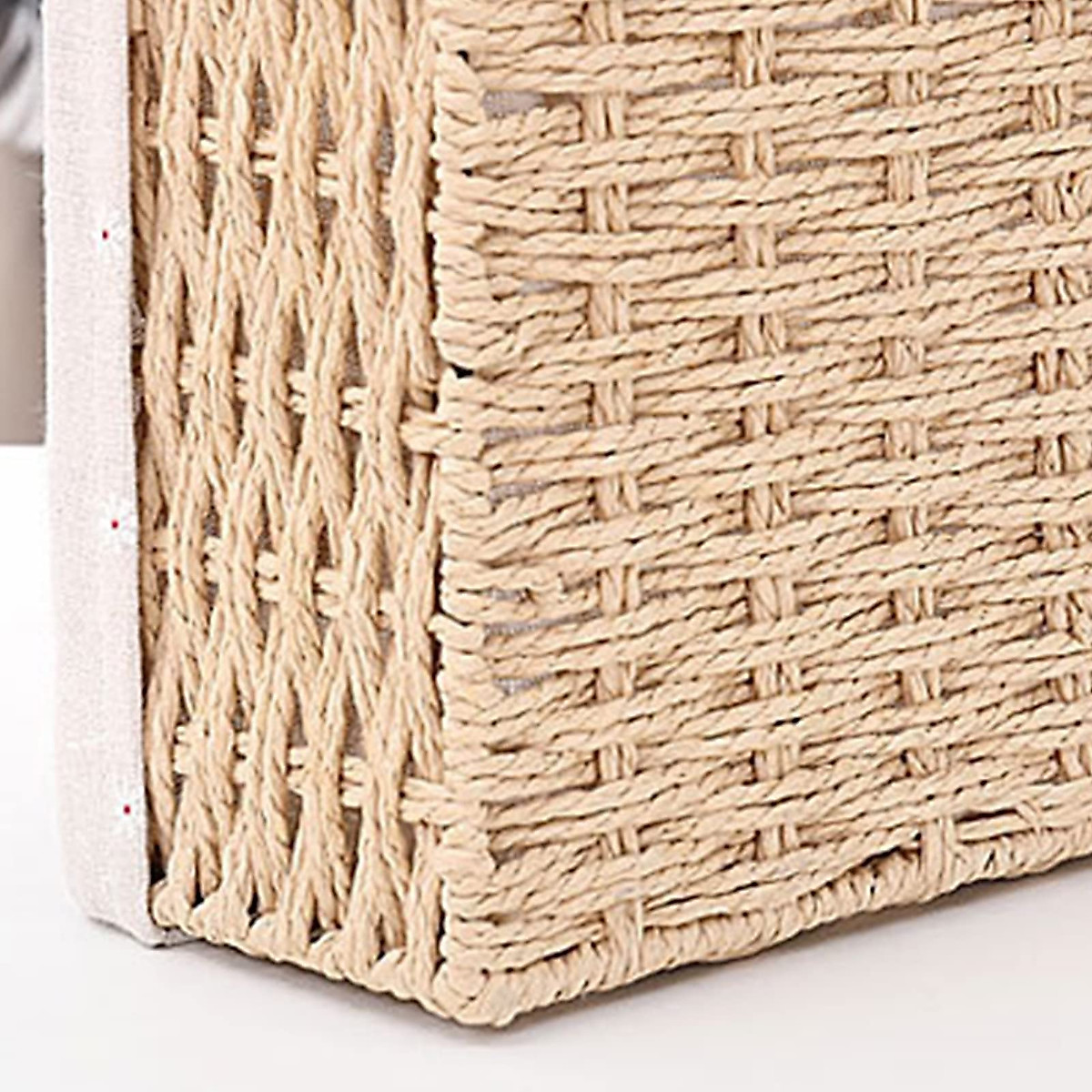 curfair Storage Box Storage Container Convenient Sundries Box Sturdy Construction Good Load Capacity Fabric Multifunction Handmade Clothes Toys Rattan Storage Basket Household Supplies-Khaki-L